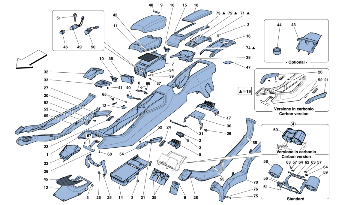 Tunnel - Substructure And Accessories | Classic Ferrari Parts Schematics