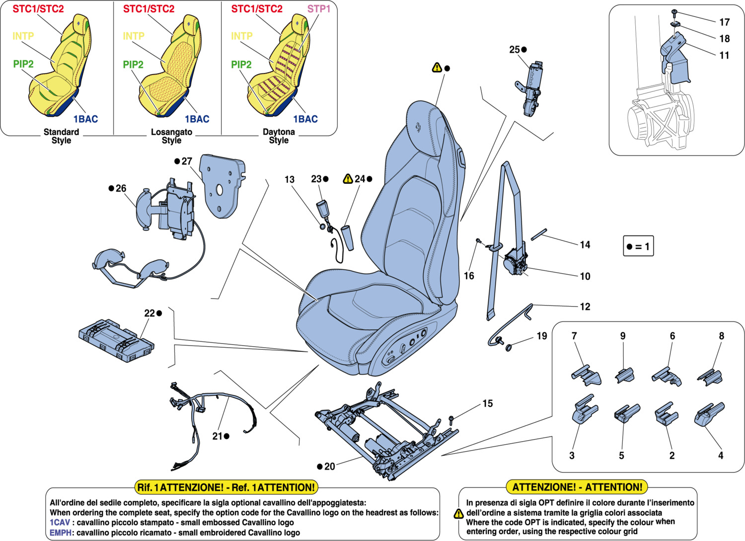Front Seat - Seat Belts, Guides And Adjustment | Classic Ferrari Parts ...